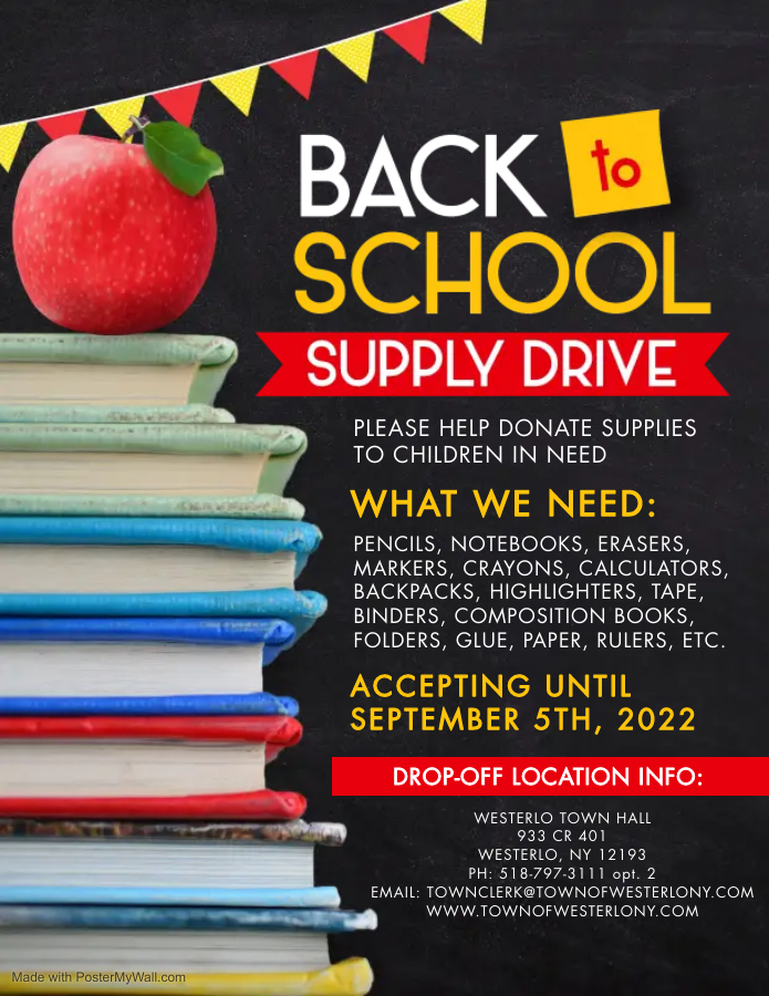 School supply drive - please help donate supplies to Westerlo children ...
