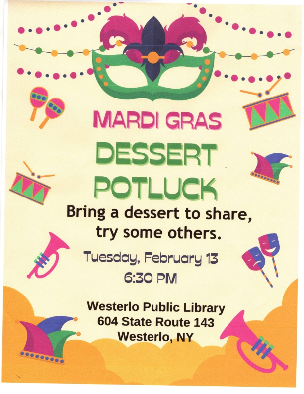 Westerlo Public Library's Mardi Gras Dessert Potluck - Town of Westerlo